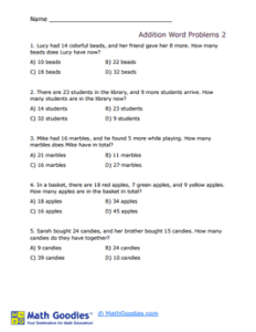 Addition Word Problem Worksheets - Math Goodies