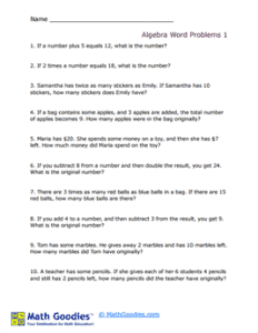 Algebra Word Problem Worksheets - Math Goodies