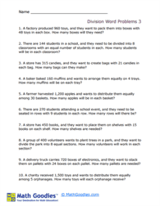 Division Word Problem Worksheets - Math Goodies