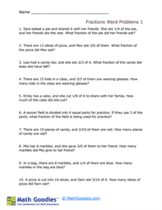 Fraction Word Problem Worksheets - Math Goodies