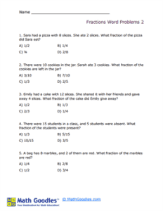 Fraction Word Problem Worksheets - Math Goodies