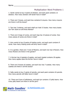 Multiplication Word Problem Worksheets - Math Goodies