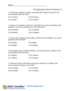 Multiplication Word Problem Worksheets - Math Goodies