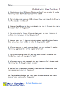 Multiplication Word Problem Worksheets - Math Goodies