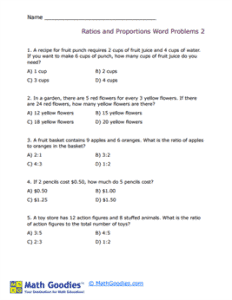 Ratios and Proportions Word Problem Worksheets - Math Goodies