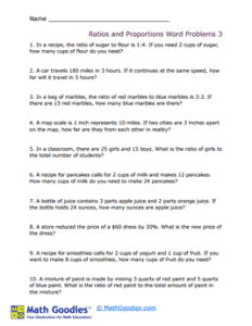 Ratios and Proportions Word Problem Worksheets - Math Goodies