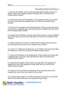 Rounding Word Problem Worksheets - Math Goodies