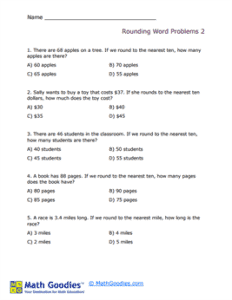 Rounding Word Problem Worksheets - Math Goodies