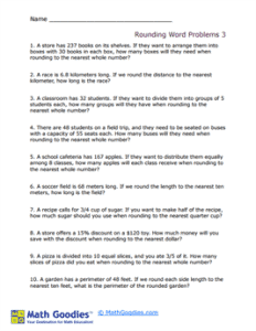 Rounding Word Problem Worksheets - Math Goodies